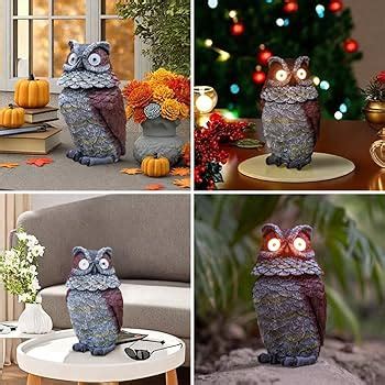Outdoor Solar Decor With Glowing Eyes Solar Powered Owl Garden Statue
