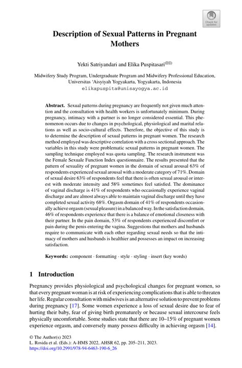 Pdf Description Of Sexual Patterns In Pregnant Mothers