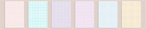 그리드 용지 세트입니다 색상 그래프가 있는 추상 적사각형 배경입니다 학교 벽지 질감 노트북기하학적 패턴 투명 한 배경에 격리 된