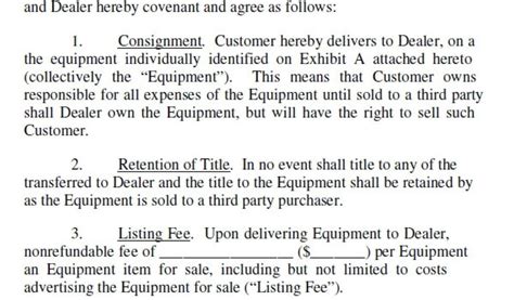 Consignment Stock Contract Template 18 Sample Consignment Agreement