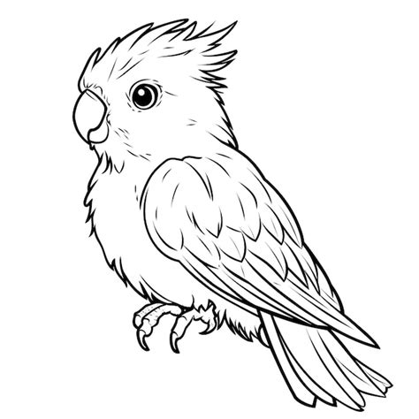 рисунок птицы с черным контуром и белым фоном Премиум Ai сгенерированное изображение