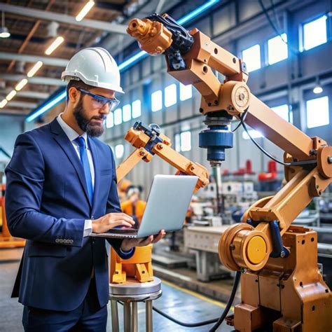 Manager Engineer Check And Control Automation Robot Arms Machine In Intelligent Factory