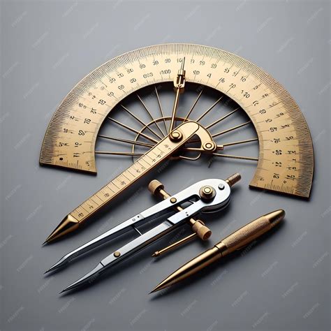 Premium Photo A Ruler Protractor And Compass Set For Geometry Class Isolated On A Plain