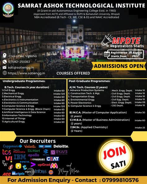 Btech Mtech Mca Mba Aspirants Samrat Ashok Technological Institute