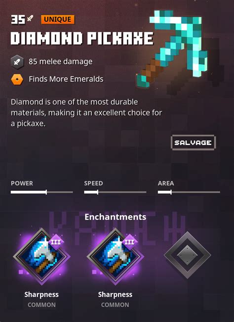 OP Weapon 02 Double Sharpness Diamond Pickaxe R MinecraftDungeons