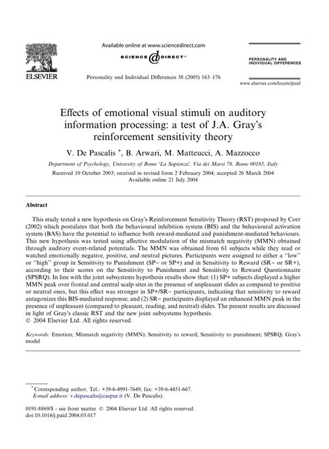 Pdf Effects Of Emotional Visual Stimuli On Auditory Information