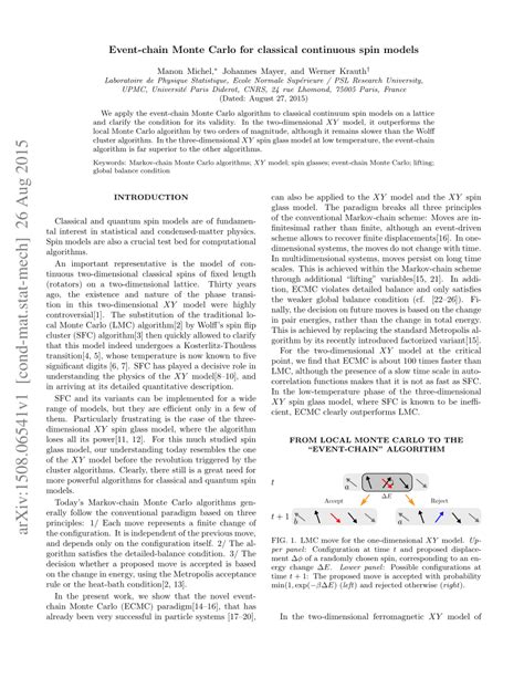 Pdf Event Chain Monte Carlo For Classical Continuous Spin Models