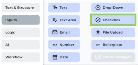 input checkbox e no code legal automation en en