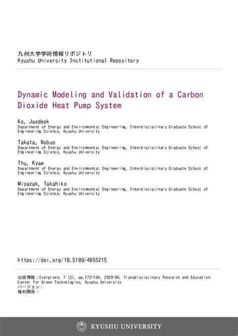 Pdf Dynamic Modeling And Validation Of A Carbon Dioxide Heat Pump System