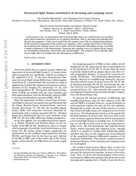 Pdf Structured Light Beams Constituted Of Incoming And Outgoing Waves