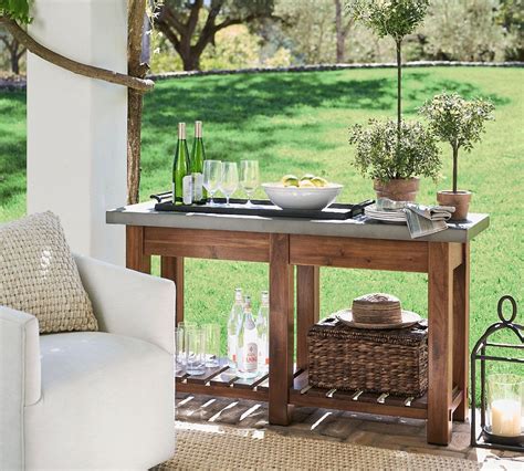 Abbott Concrete And Acacia Outdoor Console Table 55 Pottery Barn