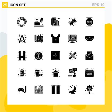 Pack Of 25 Creative Solid Glyphs Of Work Rest Office Stop Work Education Editable Vector Design