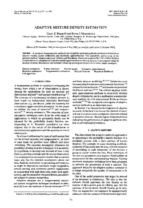 pdf adaptive mixture density estimation