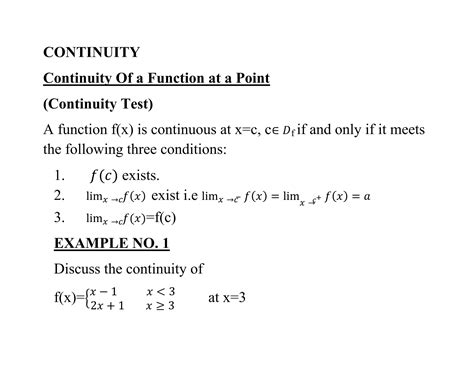Applied Calculus Continuity And Discontinuity Of Function Pdf