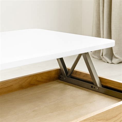 Mesa De Centro Elevable Rectangular Blanca Y Natural 100 Bend Kenayhome