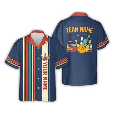 Custom Retro Bowling Hawaiian Shirt For Men Custom Retro Blue Bowling