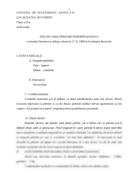 Referat Fișă De Caracterizare Elev 356935