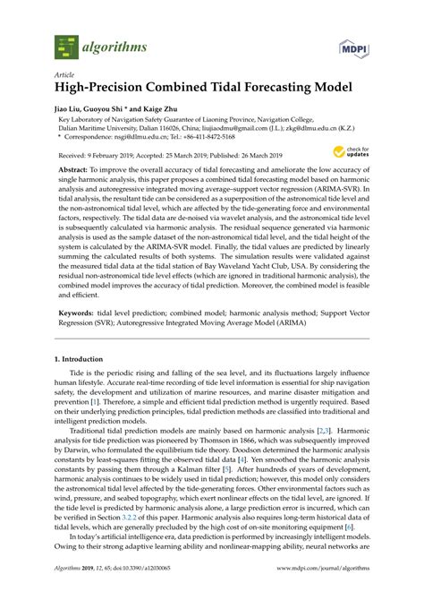 Pdf High Precision Combined Tidal Forecasting Model