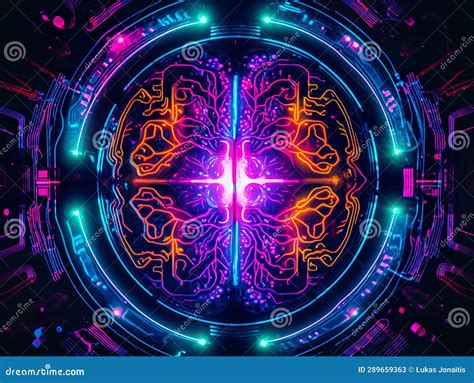 Human Brain As A Computer Microchip AI Based Computer Microchip Generative AI Stock Image