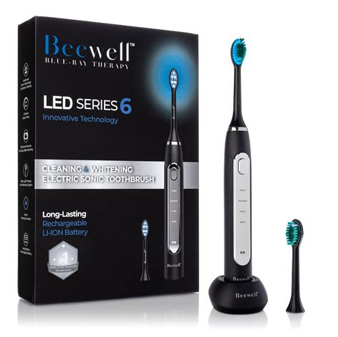 Electric Sonic Blue Led Whitening Toothbrush Black Beewell Healthcare