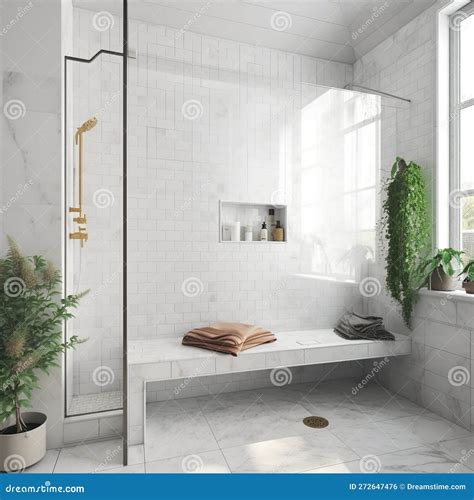 Marble Vanity Counter Shower Bench Stock Illustration Illustration