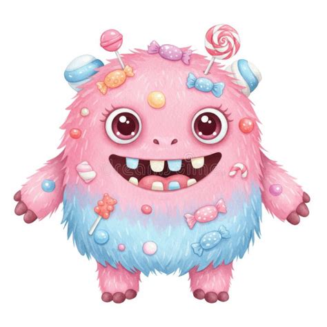 Blue Fluffy Candy Monster Illustration Stock Illustrations 12 Blue