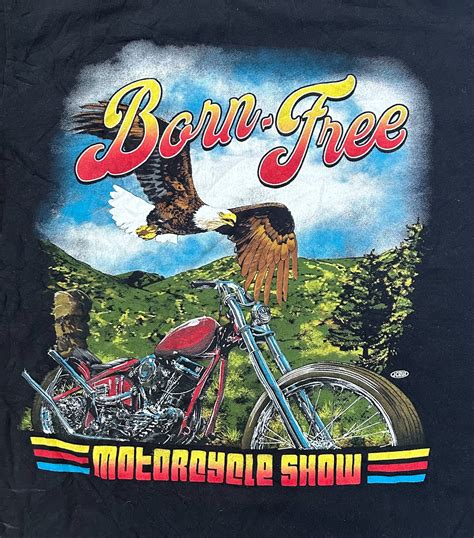 Born Free Motorcycle Show Eagle Tee Medium The Love Bubble Collective