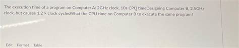 the execution time of a program on computer a 2ghz