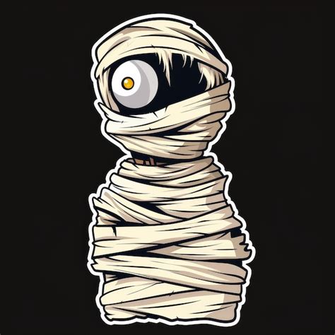 Illustration Of Mummy With Eyes And Mouth On Black Background Vector