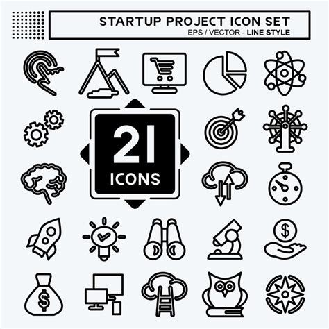 Icon Set Startup Project Suitable For Startup Symbol Line Style Simple Design Editable