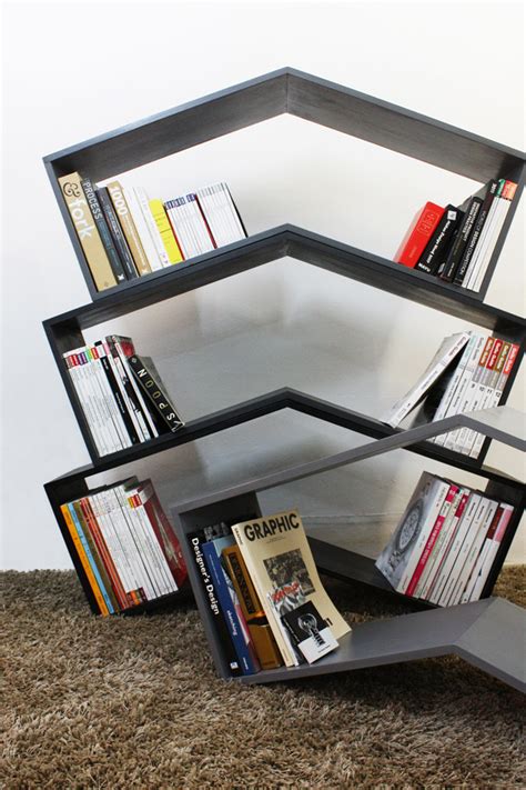 Elegant Angled Bookshelf Needs No Bookends Elegant Angled Bookshelf Needs No Bookends
