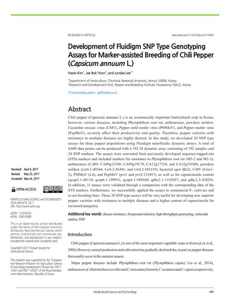 Pdf Development Of Fluidigm Snp Type Genotyping Assays For Marker