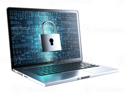 Laptop With Padlock Depicting Cyber Security Data Protection Isolated