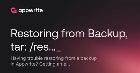 Restoring From Backup Tar Restorebuildstar Cannot Open No Such