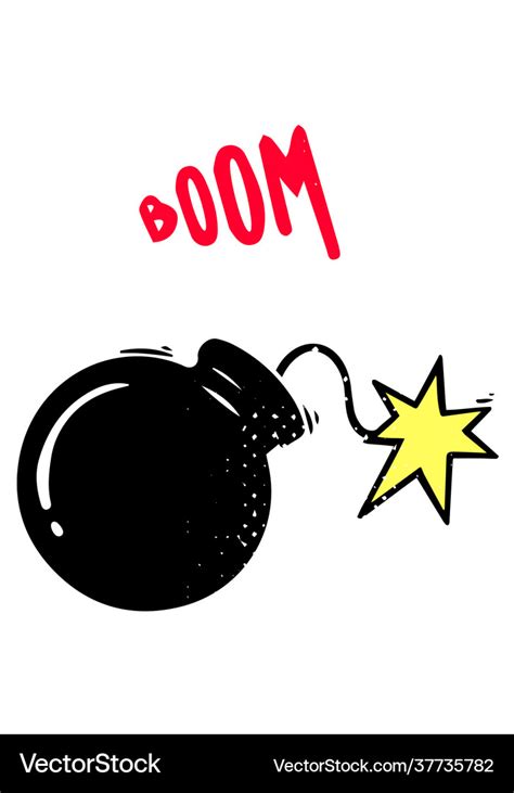 Cartoon Drawing A Bomb With Wick Royalty Free Vector Image