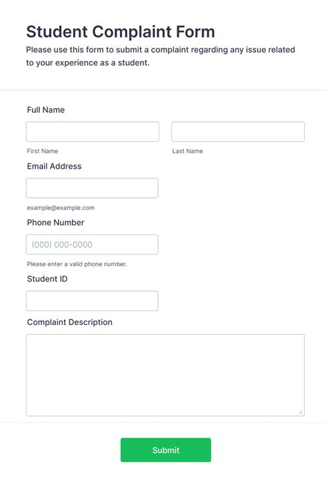 Student Complaint Form Template Jotform