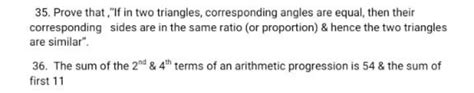 35 Prove That If In Two Triangles Corresponding Angles Are Equal The