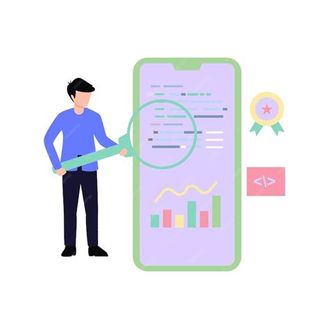 Premium Vector Boy Looking For Coding Graph