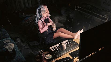 房间 女孩 面条 电脑 暗色系 4k壁纸 3840x2160 壁纸爱好者