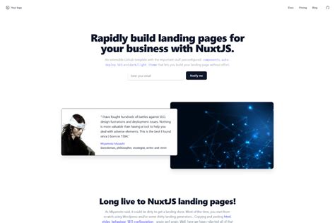 Landing Nuxt Free Tailwind Nuxt Landing Page Template Overhive