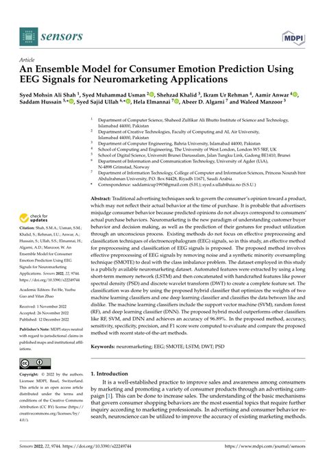 Pdf An Ensemble Model For Consumer Emotion Prediction Using Eeg Signals For Neuromarketing