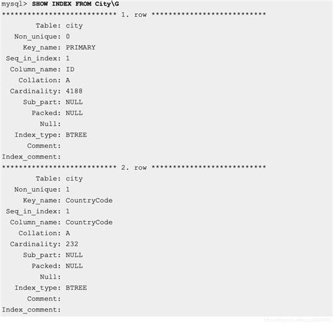 Mysql学习——索引的统计信息mysql索引统计信息 Csdn博客