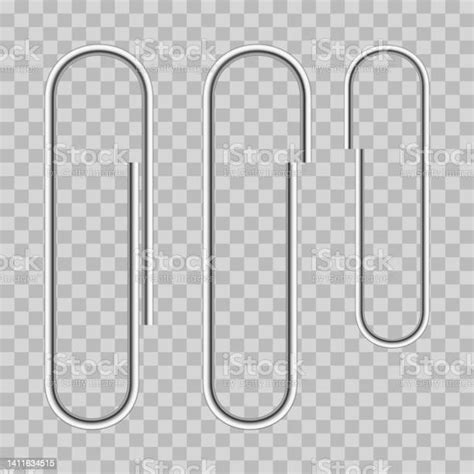 투명한 배경에 고립 된 사실적인 강철 종이 클립 세트 페이지 홀더 바인더 벡터 일러스트레이션 종이 클립에 대한 스톡 벡터 아트 및 기타 이미지 Istock