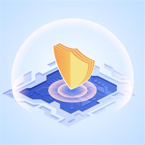 Premium Vector Digital Protection Concept Guard Shield On Microchip