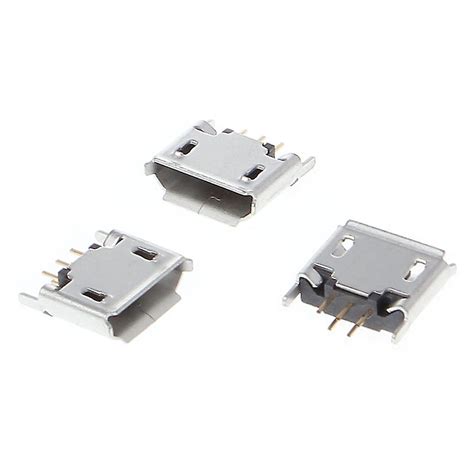 10 Pcs Micro Usb Type B Female Socket 180 Degree 5 Pin Smd Smt
