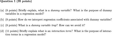 solved a 8 points briefly explain what is a dummy