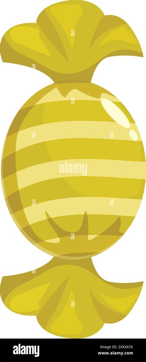 Sweet Yellow Round Candy With Stripes Being Wrapped In Foil Packaging Stock Vector Image And Art