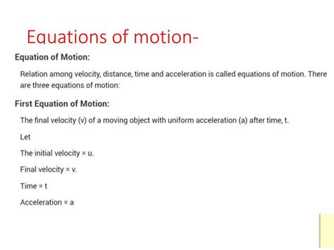 Equations Of Motion PowerPoint Slides LearnPick India