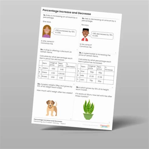 Year 6 Percentage Increase And Decrease Reasoning And Problem Solving