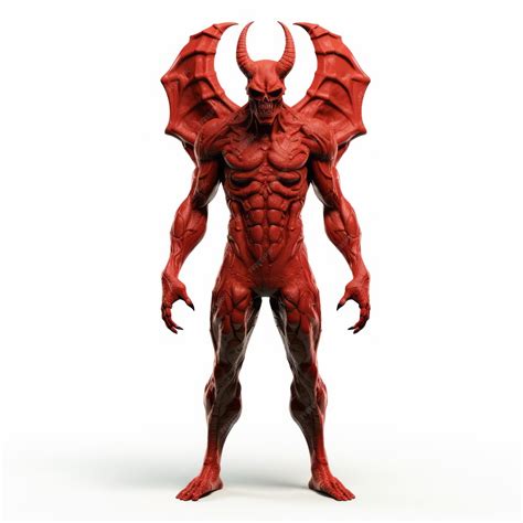 Highly Detailed 3d Devil Moloch Figure On White Background Premium Ai